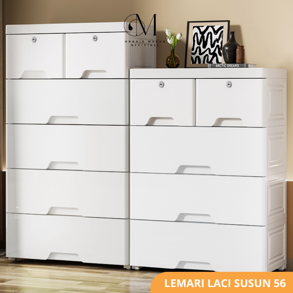 Jual GMO | Lemari pakaian plastik tertutup susun 56 | Lemari plastik putih polos multifungsi ...