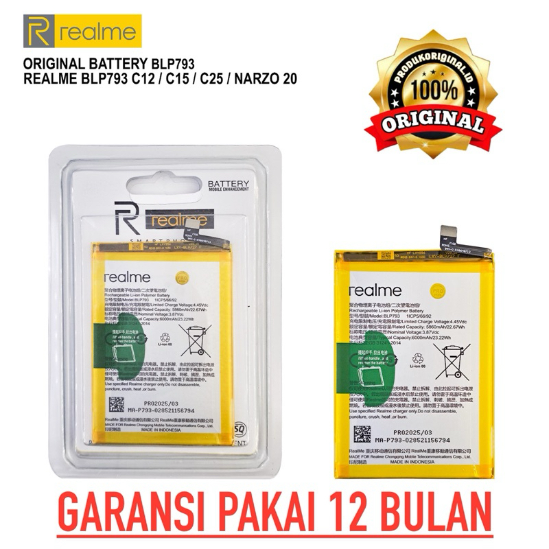 Jual [ORIGINAL] BATERAI REALME BLP793 / C12 / C15 / C25 / NARZO 20 ...