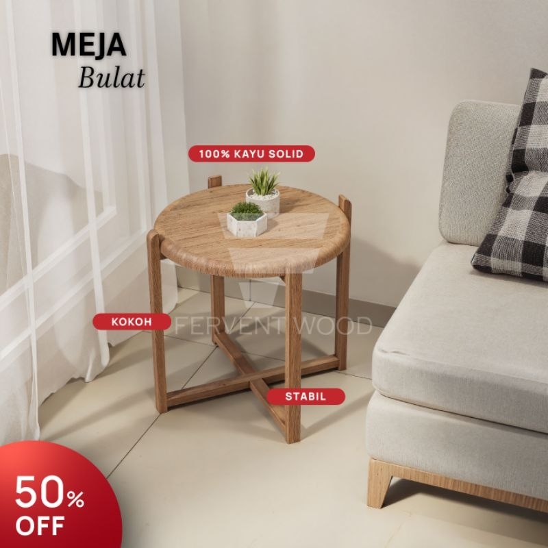 Jual FERVENT WOOD Meja Bulat Minimalis Coffe Table Kayu | Shopee Indonesia