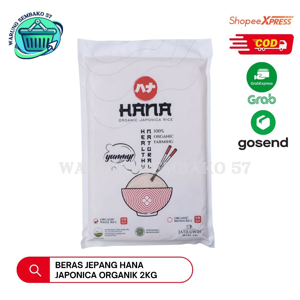 Jual HANA Beras Jepang Organik Japonica Rice 2KG | Shopee Indonesia