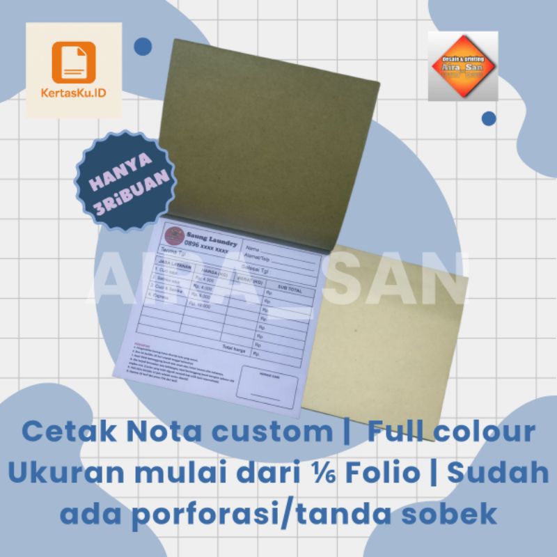 Jual CETAK NOTA CUSTOM 1/6 F4] Full Colour | Logo Bebas | Perforasi ...