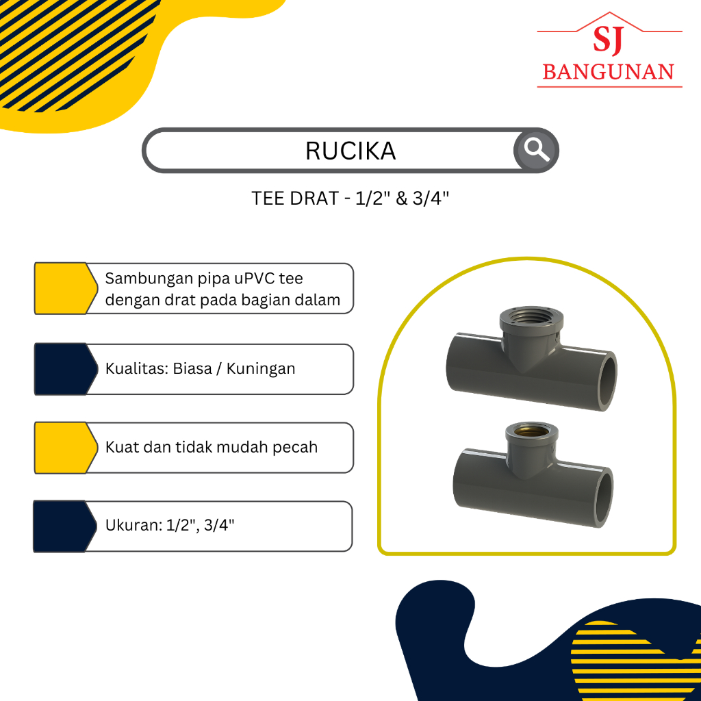 Jual RUCIKA - Sambungan Pipa PVC / Fitting Pipa PVC / Tee Drat - Uk. 1/ ...
