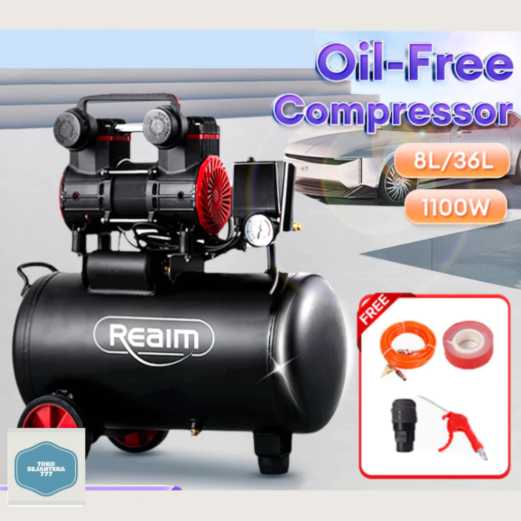 Jual REAIM Kompresor Angin Oiless Listrik 1100W Portable Alat Tekanan ...