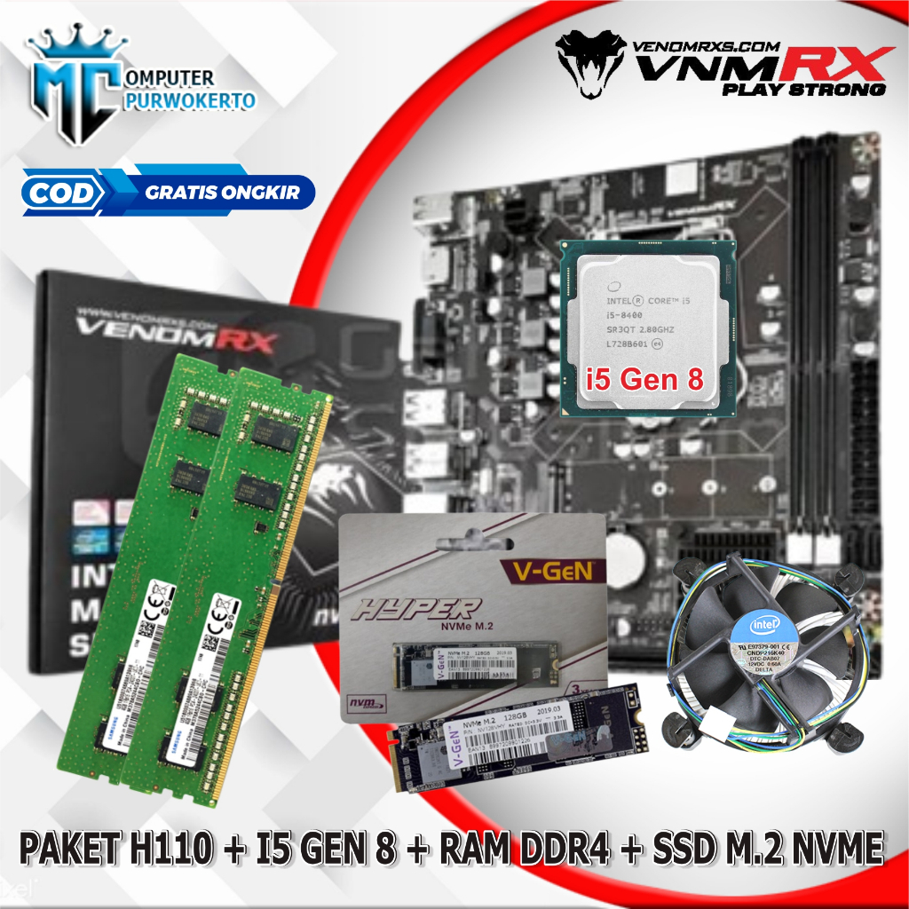 Jual Paket Motherboard Mainboard Mobo H110 Venom RX New + Processor ...
