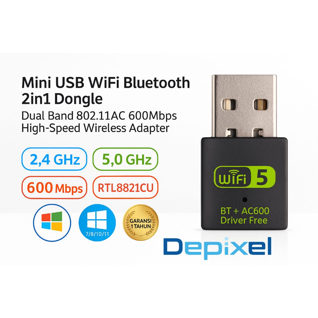 Jual Mini USB WiFi Bluetooth 2in1 Dongle | Dual Band 802.11AC 5Ghz ...