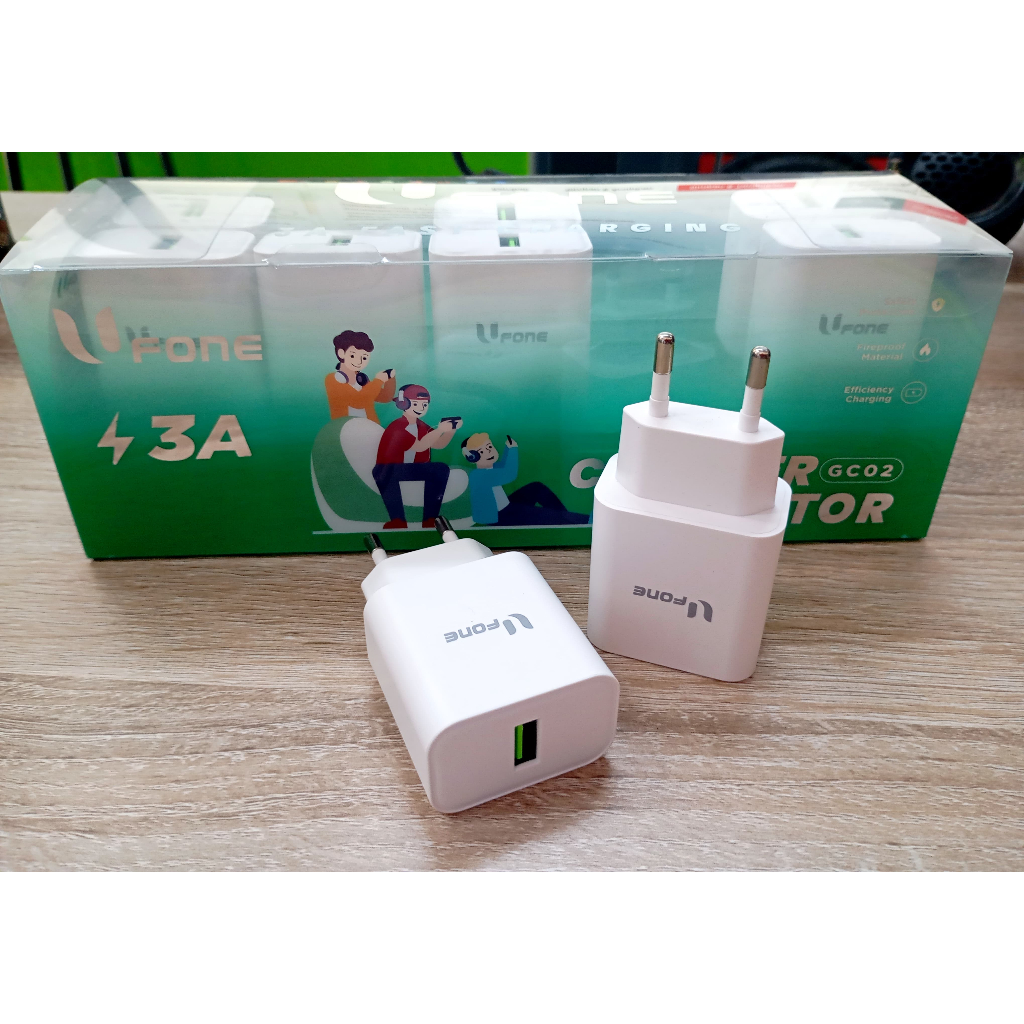 Jual Ufone Adaptor Charger GC02 Single Port USB 3A Fast Charging 18W ...