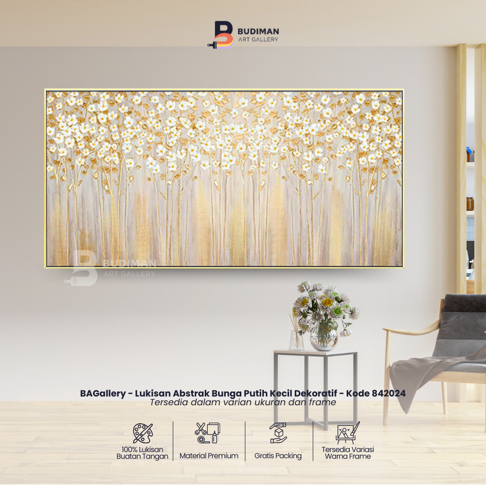 Jual lukisan dinding estetik asli buatan tangan bunga putih kecil ...