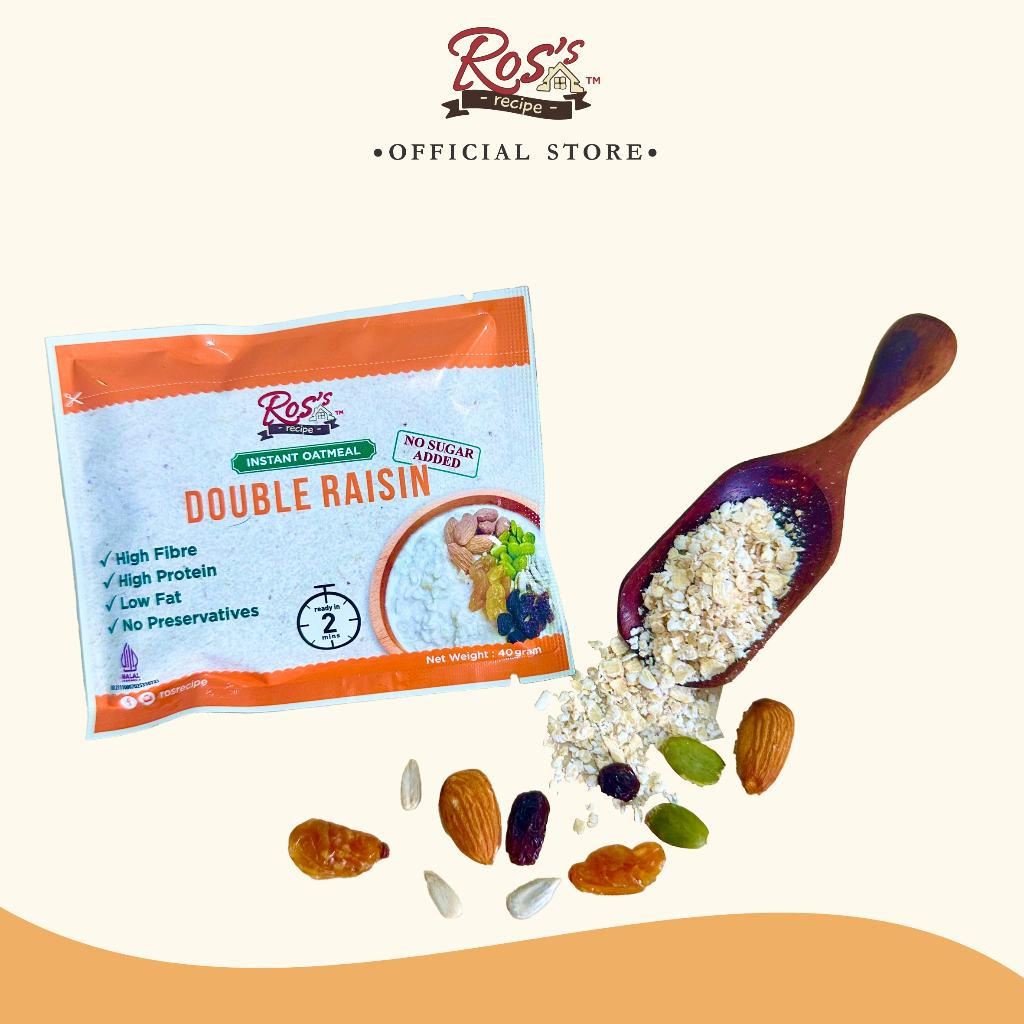 Jual Ros Recipe Instant Oatmeal Double Raisin 40gr (Tanpa Gula) (Single ...
