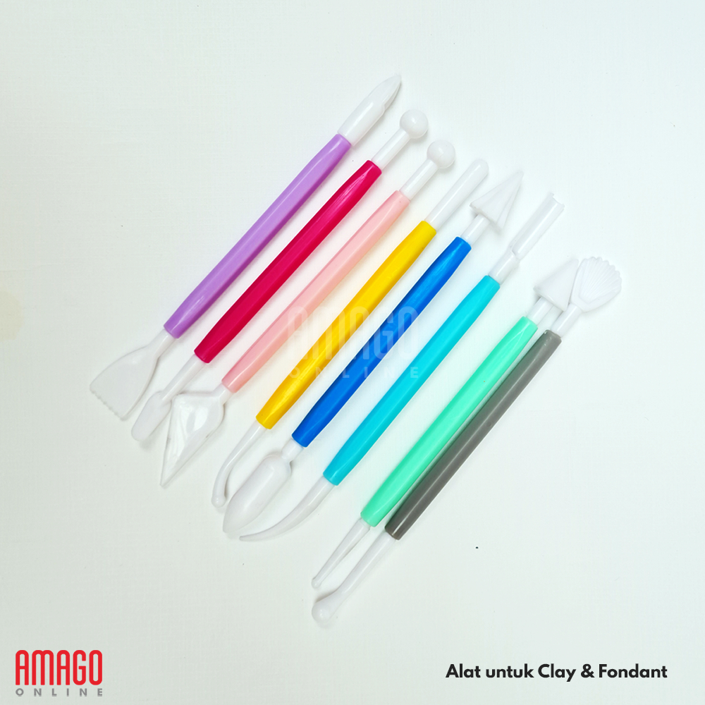 Jual ALAT ukir Tanah Liat 8 buah PLASTIK Clay Modelling Tools set ...