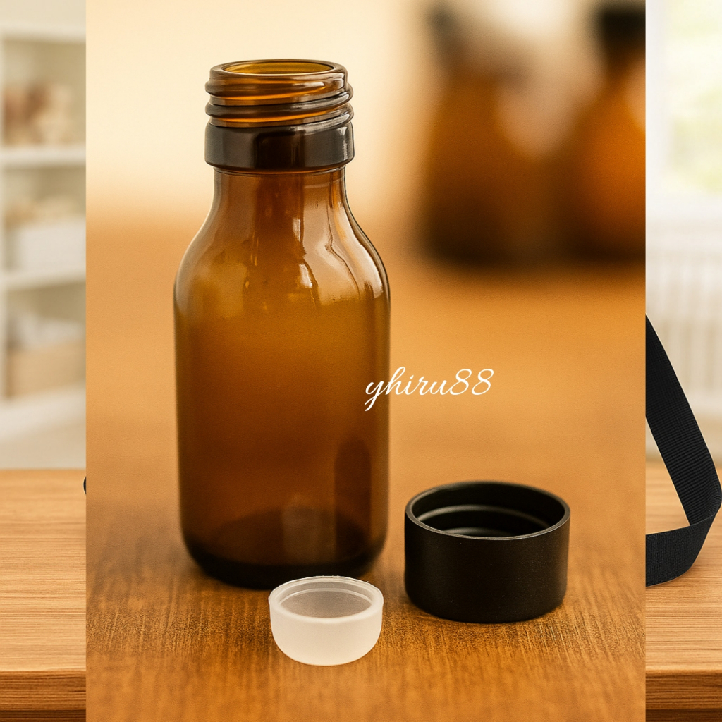 Jual /10 ( SEPULUH ) PCS 60ml Botol kaca Amber + tutup ulir / Botol kaca coklat 60ml / botol ...