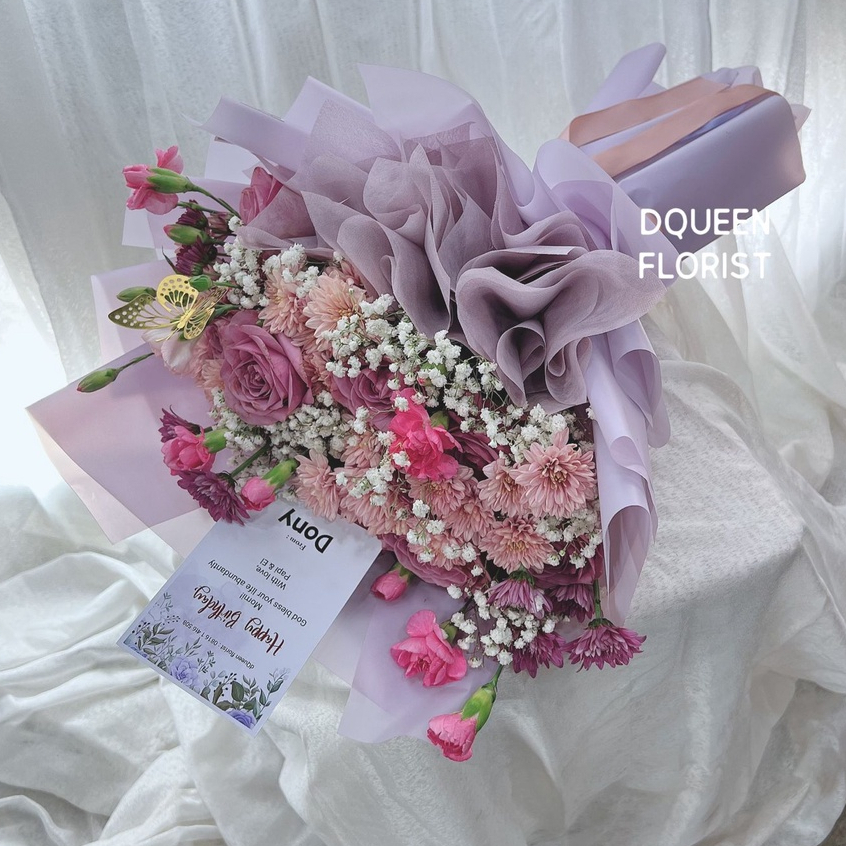 Jual DQueen Florist Buket Bucket Bunga Ulang Tahun Wisuda Flower Bucket ...