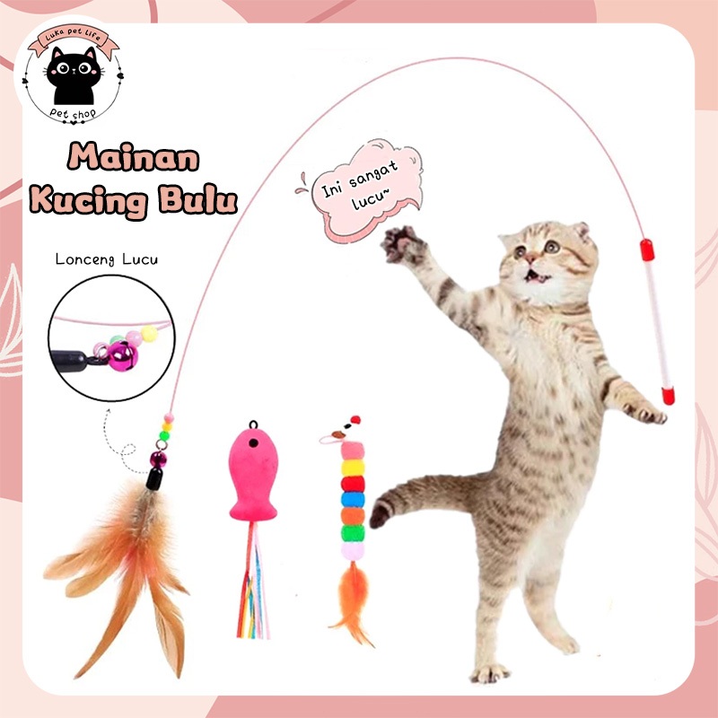 Jual Mainan Kucing Tongkat Kucing Lucu Bulu Lonceng Tongkat Kucing ...