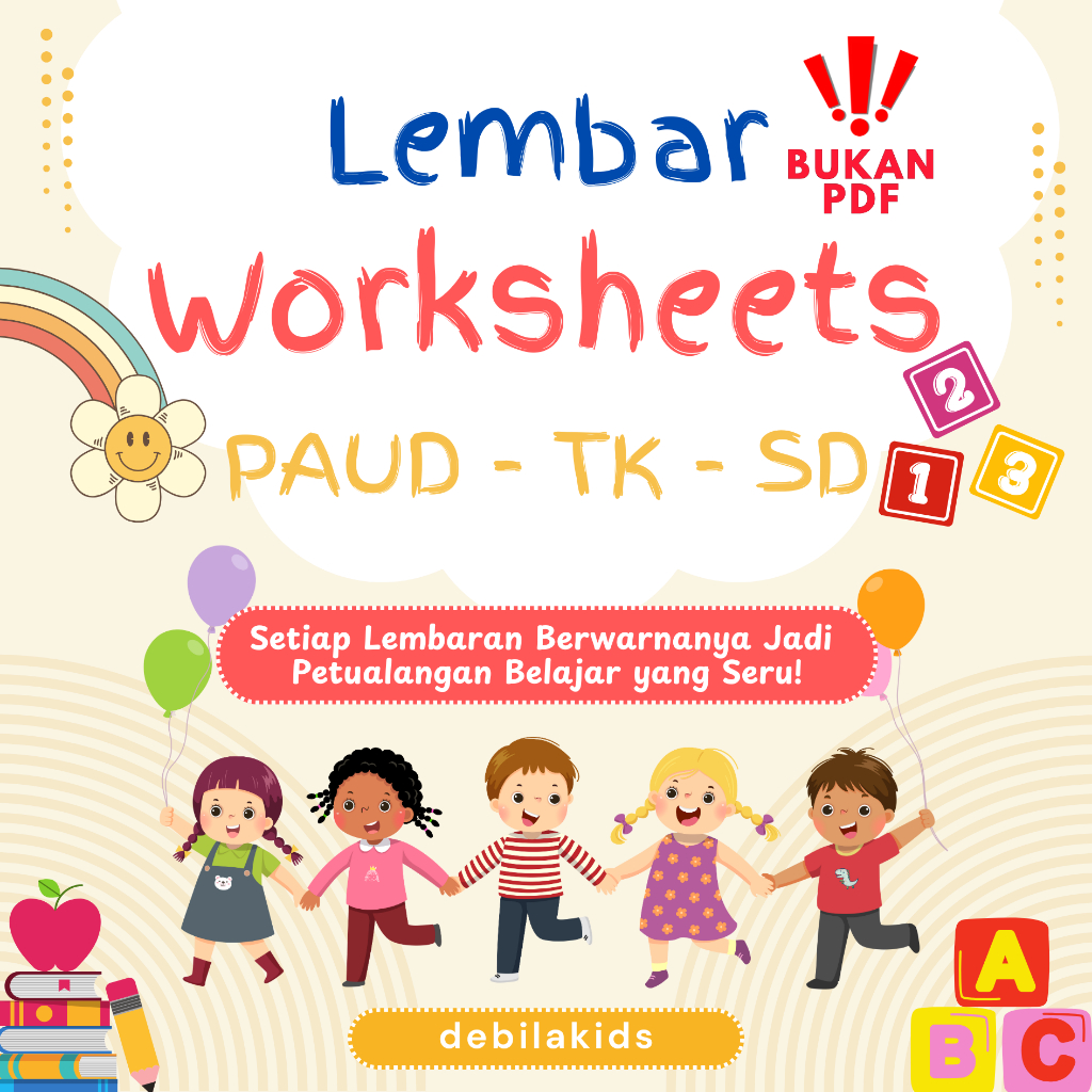 Jual Worksheets - Lembar Kerja Berwarna untuk Anak Paud TK SD > BUKAN PDF