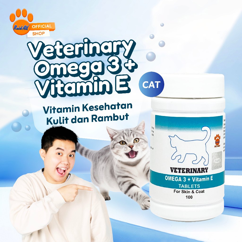 Jual RAID ALL - Veterinary Omega 3 + Vitamin E Cat 100 tablet | Shopee ...