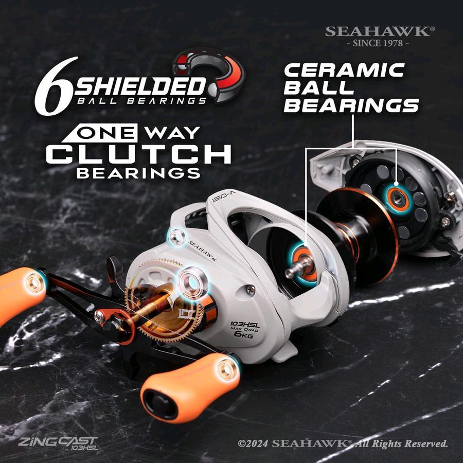 Jual Reel BC Seahawk Zing Cast 103HSL clicker drag (Hi Speed Ratio) Handle Kiri | Shopee Indonesia