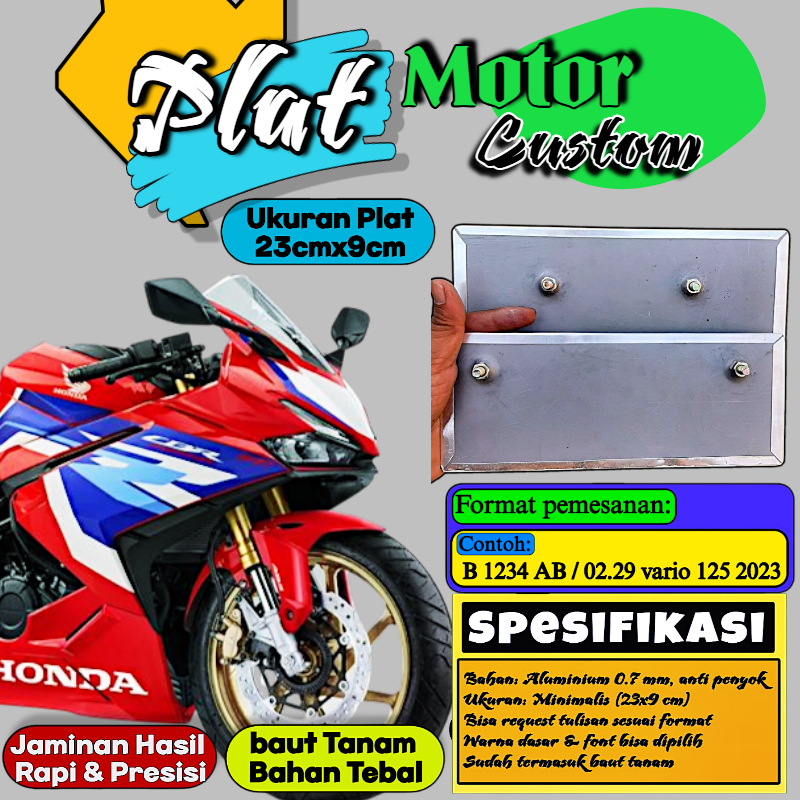 Jual plat motor customStandart Bisa request nama | Shopee Indonesia