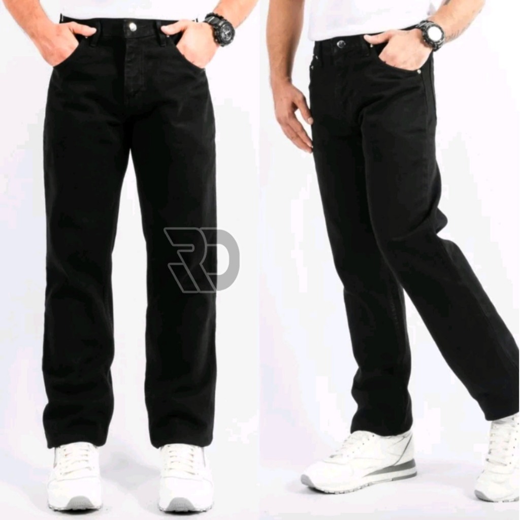Jual Celana Jeans Pria Panjang Terbaru Hitam Standar Reguler Fit Bahan ...