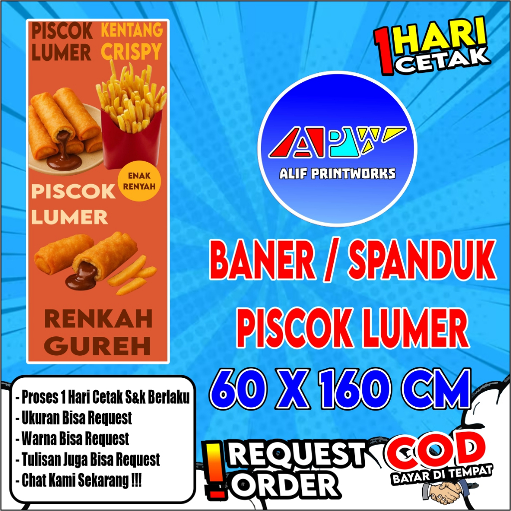Jual Spanduk Piscok Lumer / Baner Piscok , Kentang Crispy 60x160 cm ...