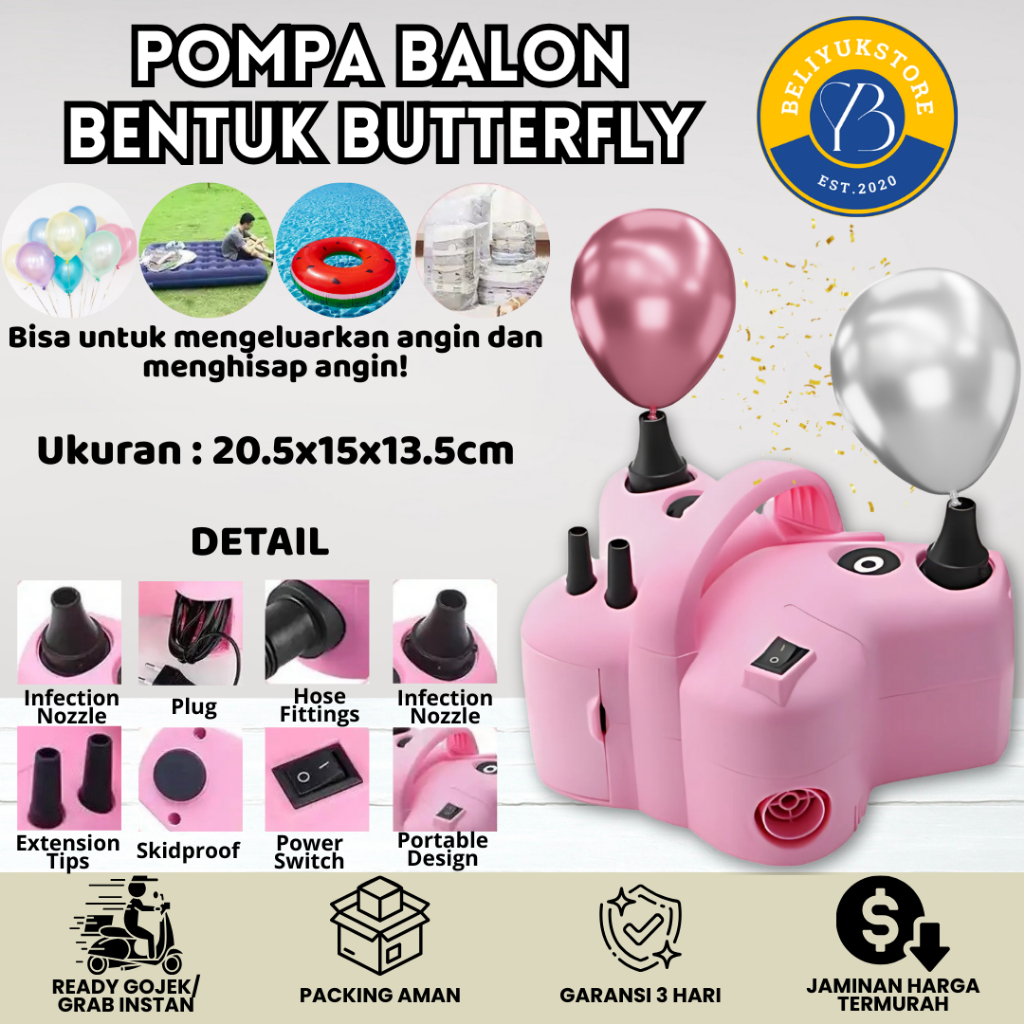 Jual Pompa Balon Butterfly Udara Elektrik New Upgrade / Pompa Udara ...