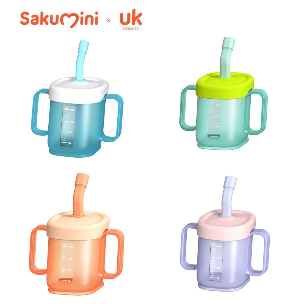 Jual Sakumini Curve Straw Cup Training Gelas Minum Sedotan Anak 200ml ...