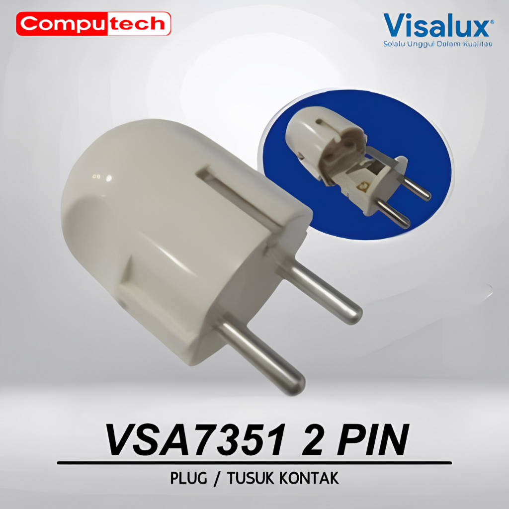 Jual Visalux Plug / Steker Arde Bulat Colokan Listrik V7351A 2 Pin 10A 250V Terminal Kuningan ...