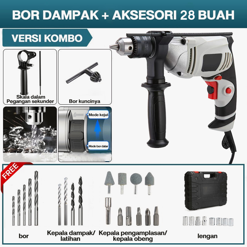 Jual Mesin Bor Listrik 13mm Bolak Balik Electric Drill Bor Beton Kayu Besi Tembok Bor Listrik ...