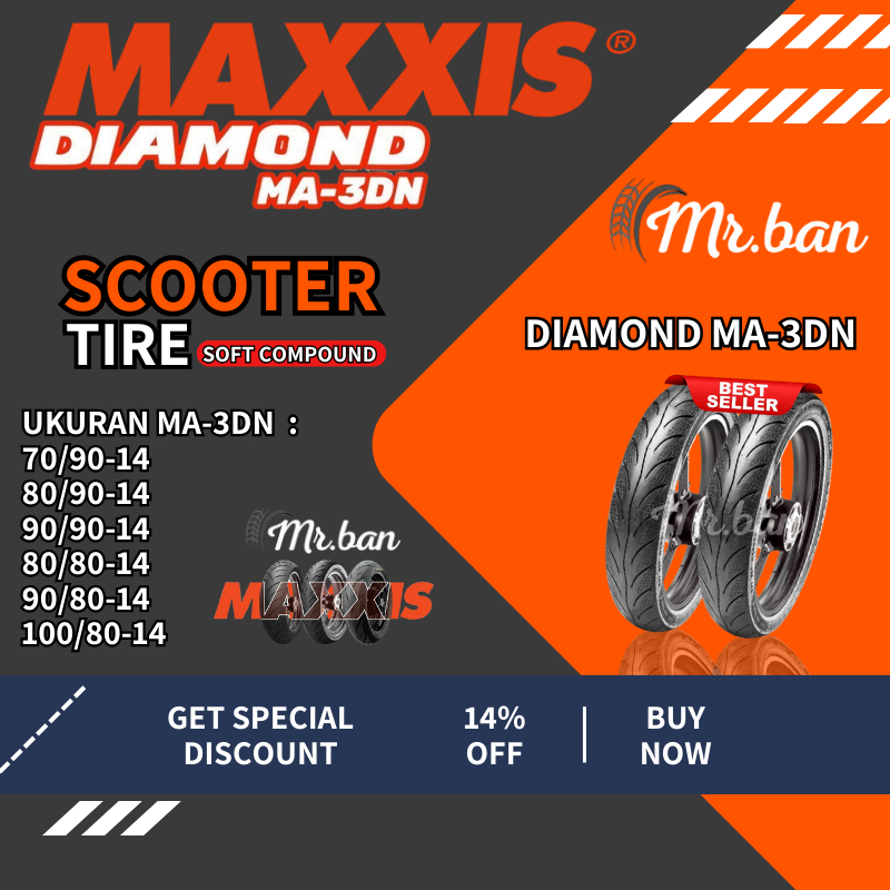 Jual PAKET BAN LUAR MOTOR MATIC DIAMOND MA3DN MAXXIS UKURAN 80/90 90/90 ...