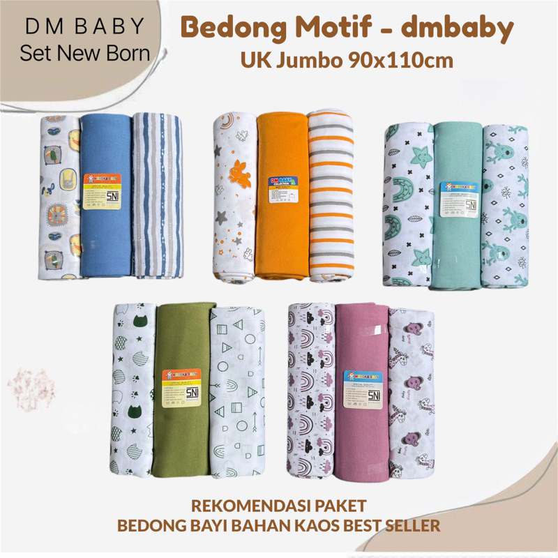 Jual 3 PCS Bedong Motif UK Jumbo 90x110cm Bahan Kaos SNI Bedong Bayi ...