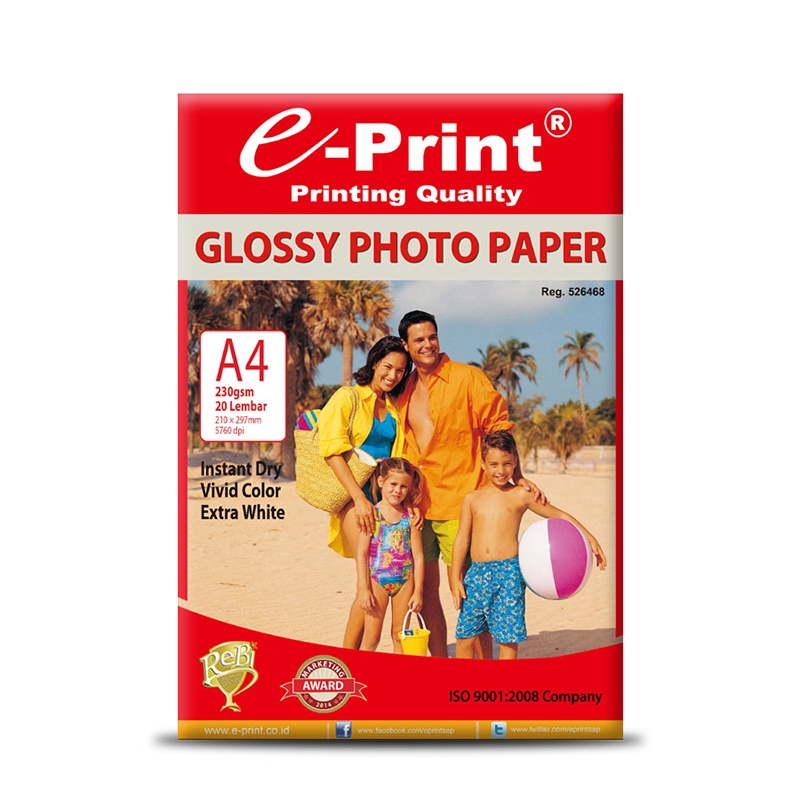 Jual Kertas Foto e-Print Glossy Photo Paper A4 230 gsm (BACK PRINT ...