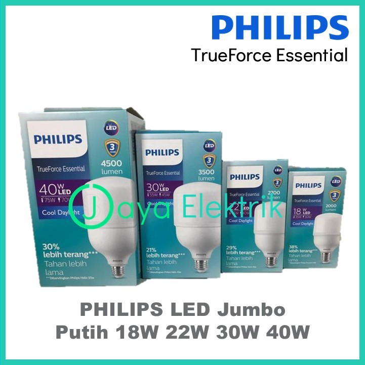 Jual PHILIPS Lampu LED TrueForce 18W 22W 30W 35W 45W - Bohlam Jumbo TForce Essential 18 22 30 35 ...