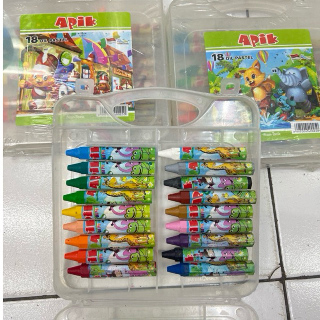 Jual Crayon / Oil Pastel APIK 18 warna, Krayon POODY 55 warna | Shopee ...