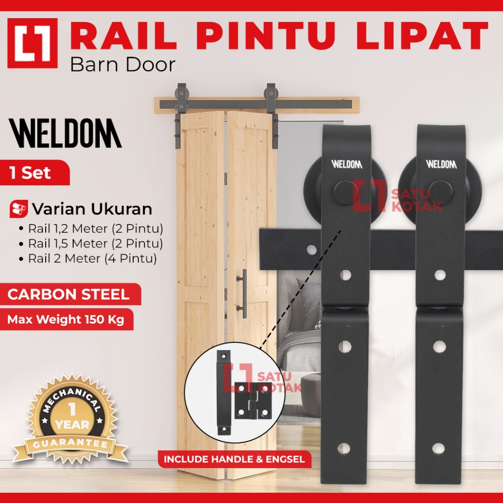 Jual WELDOM Rel Sliding Pintu Kayu Gantung Lipat Folding Barn Door ...