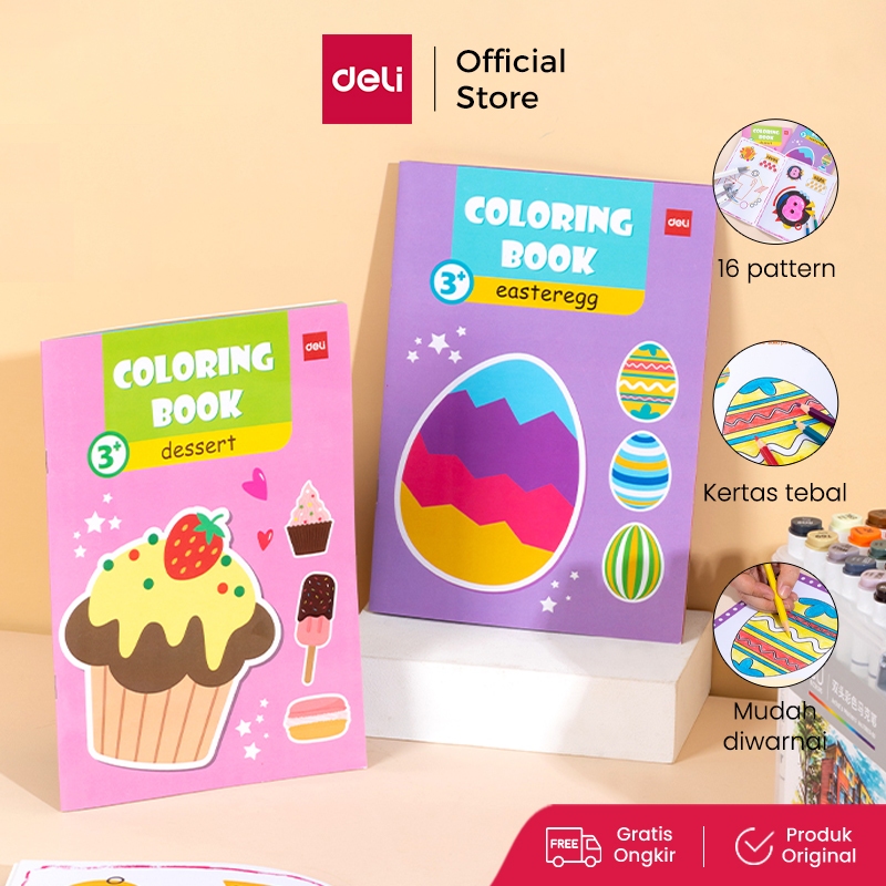 Jual Deli Buku Mewarnai Ekstra Besar / Coloring Book 16 Macam Gambar ...