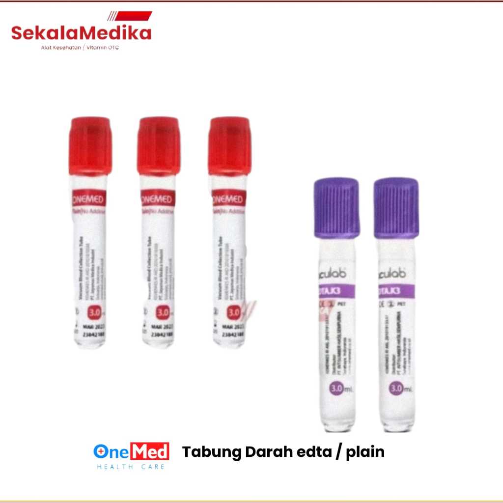Jual Vacutube EDTA & Plain 3Ml Tabung Untuk Sample Darah / Satuan S5 ...