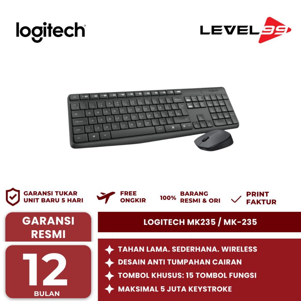 Jual LOGITECH MK235 / MK-235 WIRELESS KEYBOARD & MOUSE | Shopee Indonesia