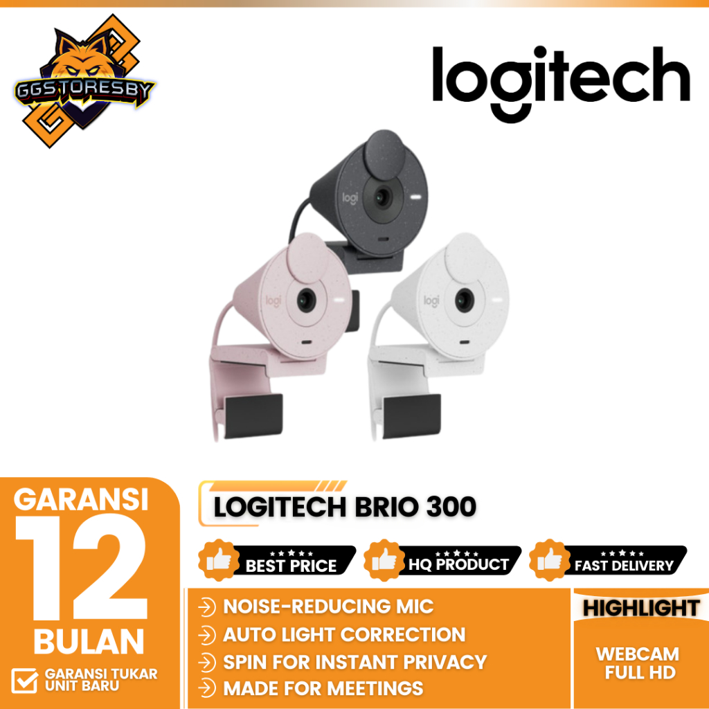 Jual Logitech Brio 300 Webcam Full Hd Shutter Privasi & Noise-Reducing ...