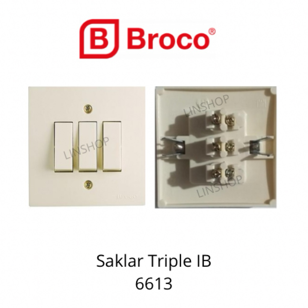 Jual BROCO IB SAKLAR 3 GANG CREAM 6613 (HARGA GROSIR) TRIPLE SWITCH ...