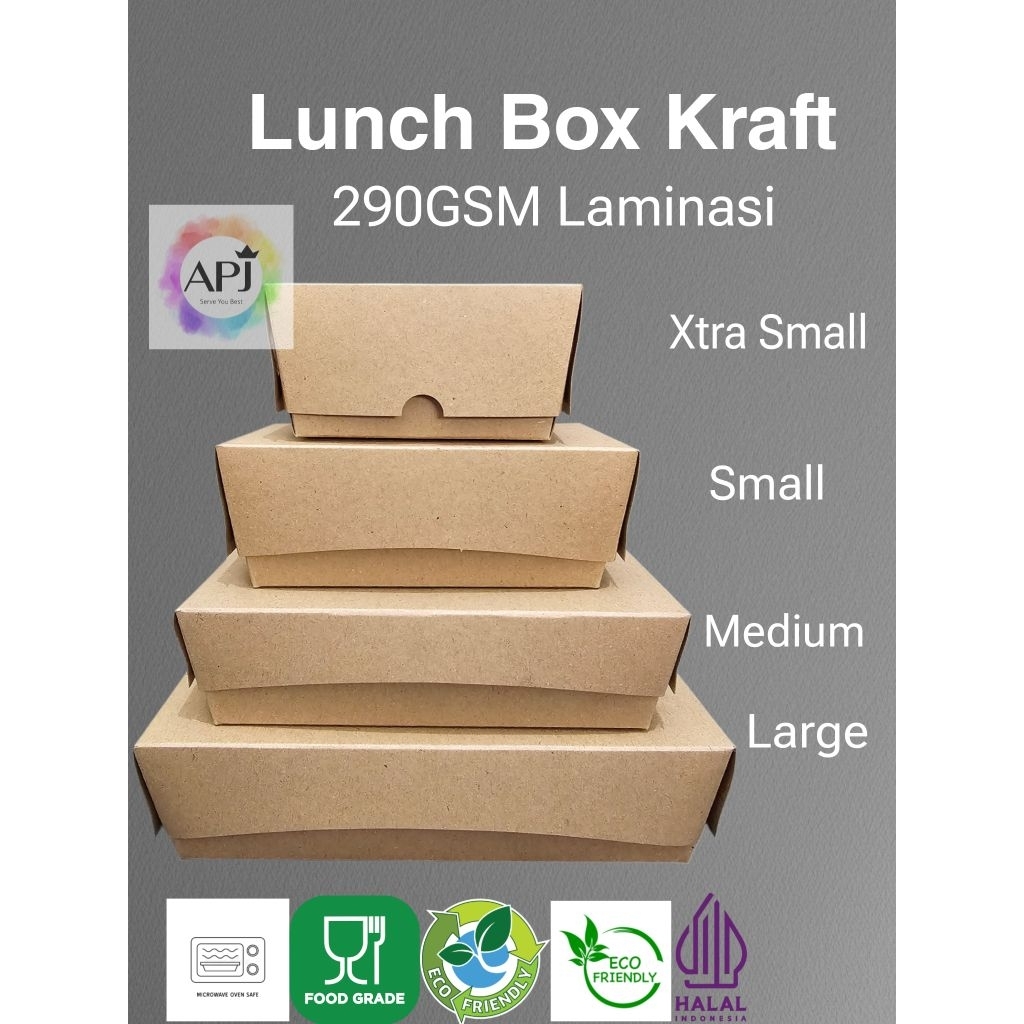 Jual Lunch Box Kraft 290 Gsm Laminasi / Kotak Nasi / Paper Lunch Box XS ...