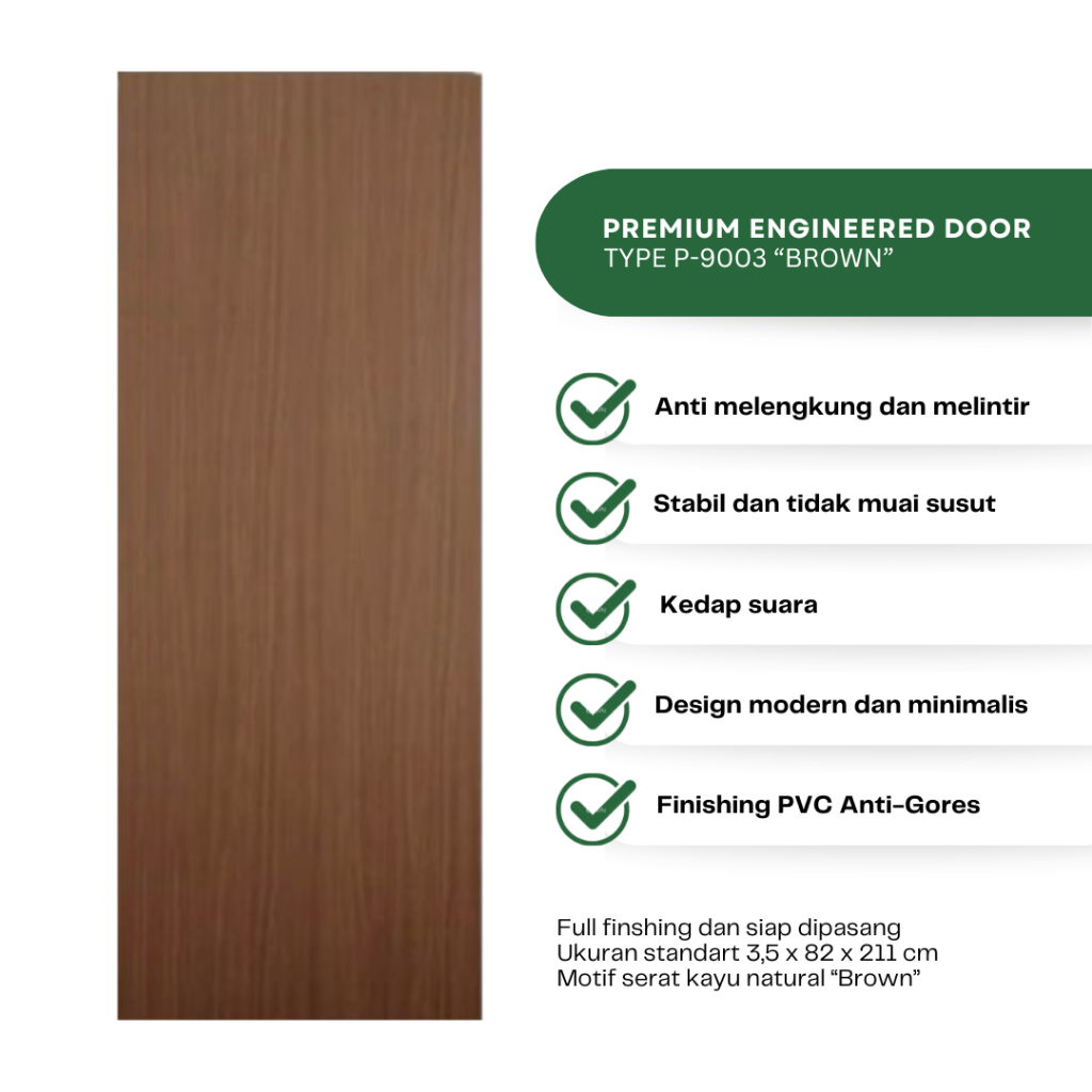 Jual PREMIUM Daun Pintu Kayu Engineering PVC Sheet TYPE P-9003 Brown ...