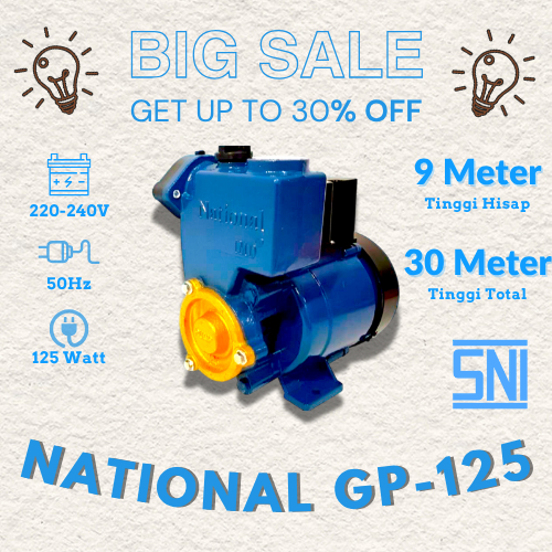 Jual Pompa Air Listrik National Sumur Dangkal GP-125 | Mesin Pompa Air GP125 Nasional Non ...
