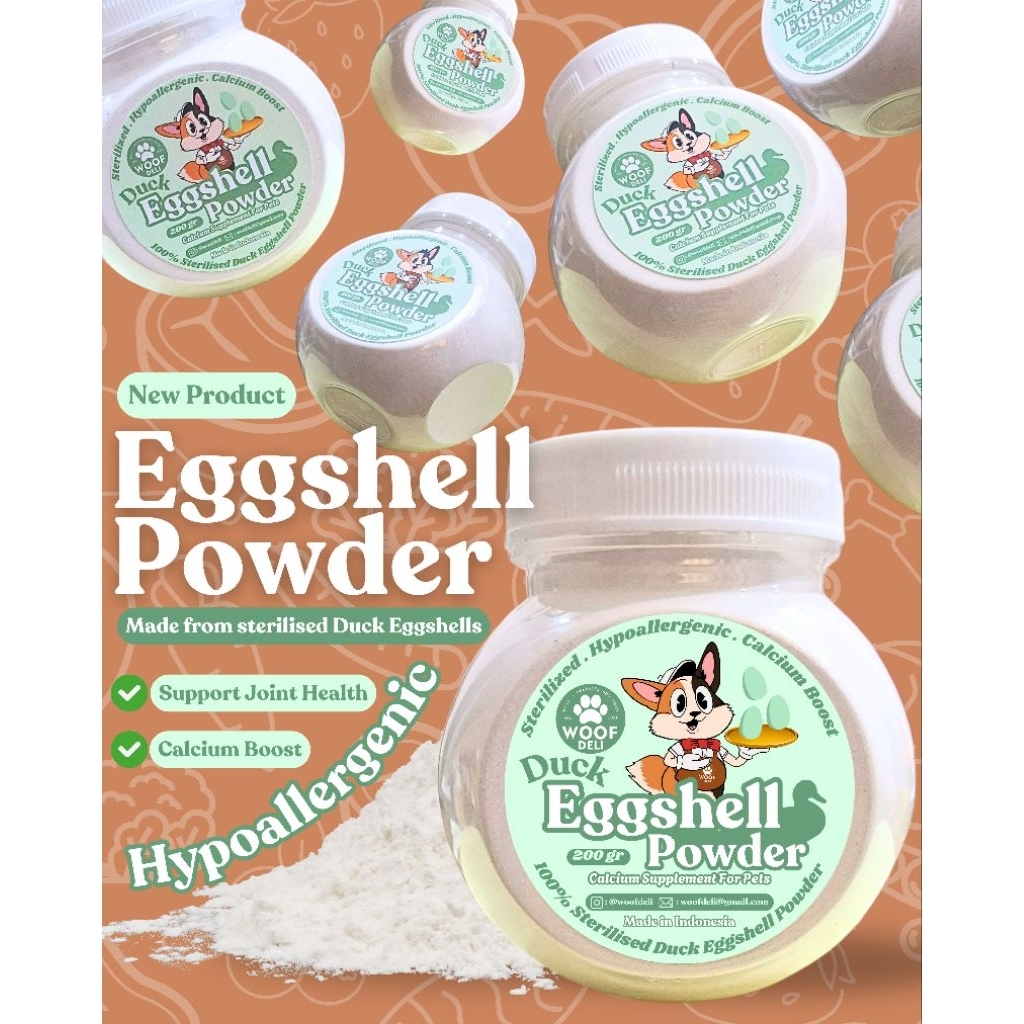 Jual Woof Deli DUCK EGGSHELL POWDER | Duck Eggshell Supplement For Dogs ...