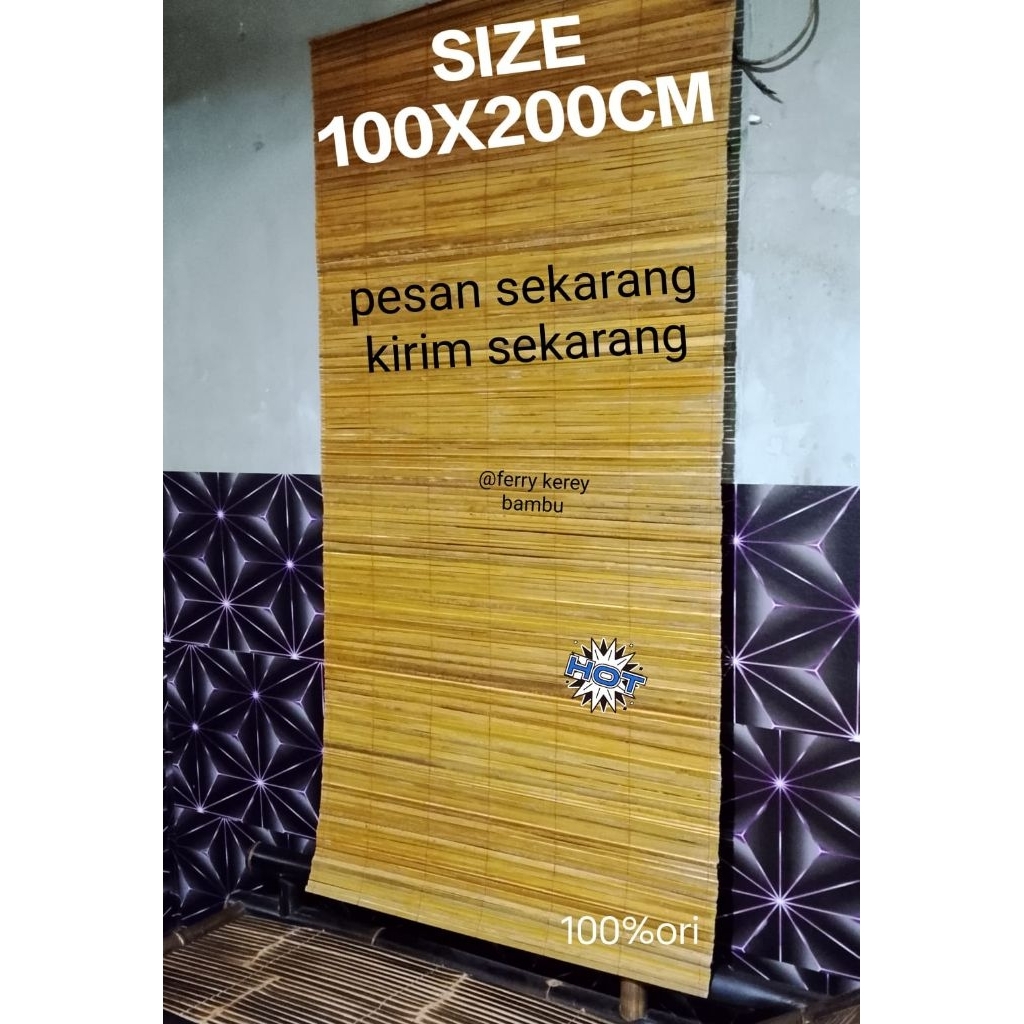 Jual kerey tirai bambu sawit size 1m x 2m +rol tali gulung | Shopee Indonesia