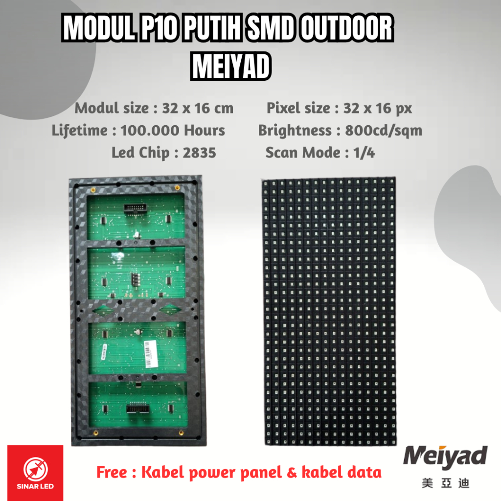 Jual PANEL MODUL MODULE P10 PUTIH / WHITE SINGLE COLOR SMD OUTDOOR ...