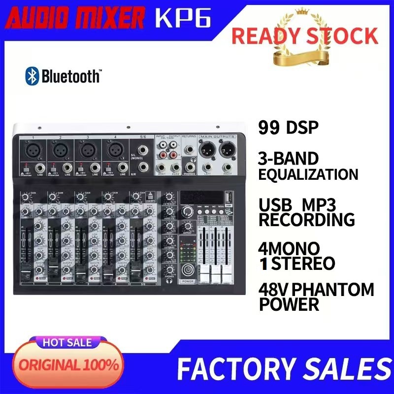 Jual Mixer Audio KP6 mixer 6 saluran profesional, mendukung pemutaran ...