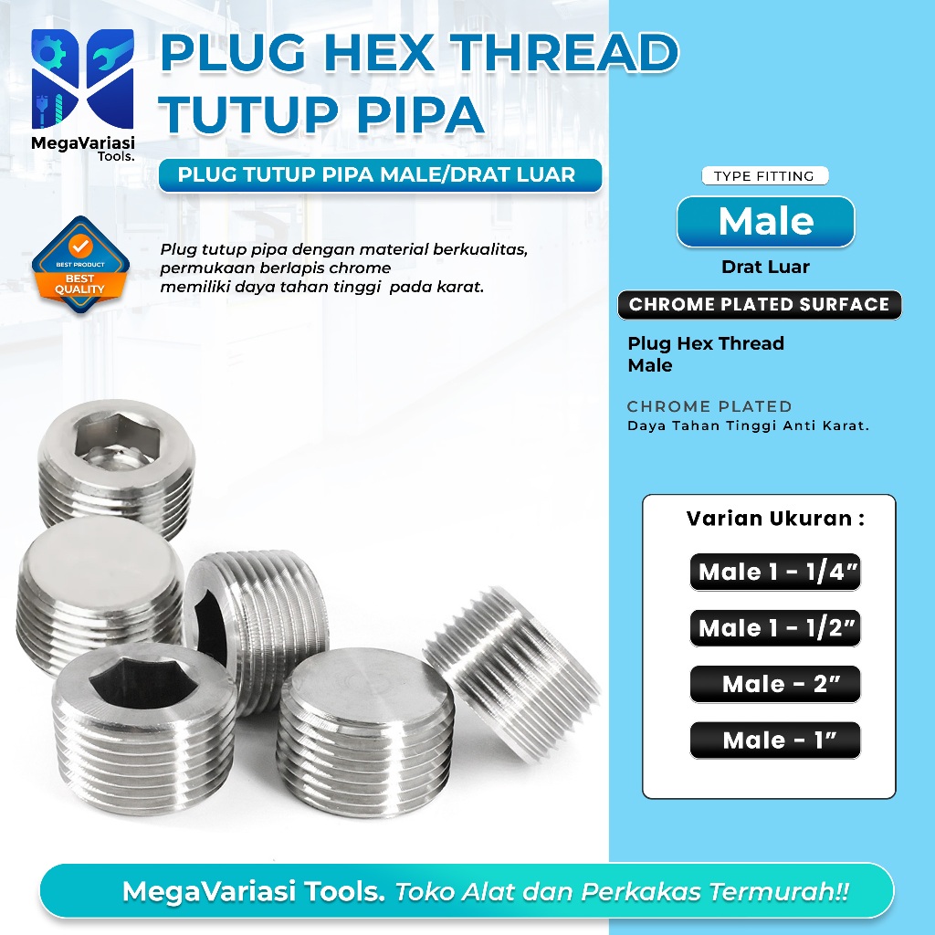 Jual Plug 1 1/4 Baut L Tanam Ukuran 1 INCH Penutup Drat Stainless ...