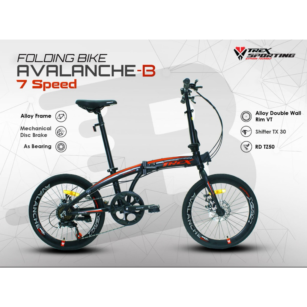 Jual Sepeda Lipat Anak dan Dewasa Ukuran 20 Inch Trex Avalanche B 7Sp Frame Aloy | Shopee Indonesia
