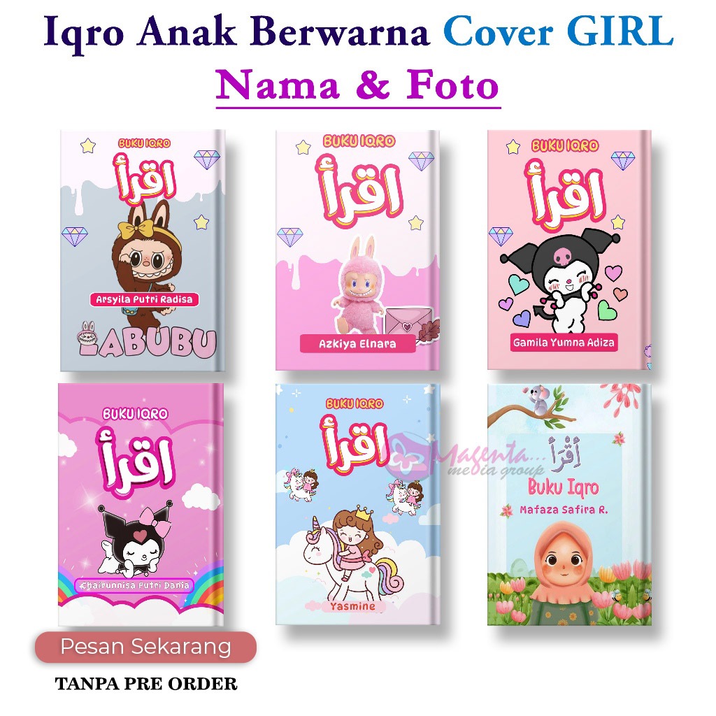 Jual Iqro Anak CUSTOM MILENIAL COVER GIRL Hard Cover & Soft Cover Iqro ...
