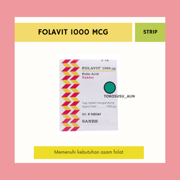 Jual FOLAVIT 1000 MCG STRIP 4 TABLET / ASAM FOLAT / FOLIC ACID ...