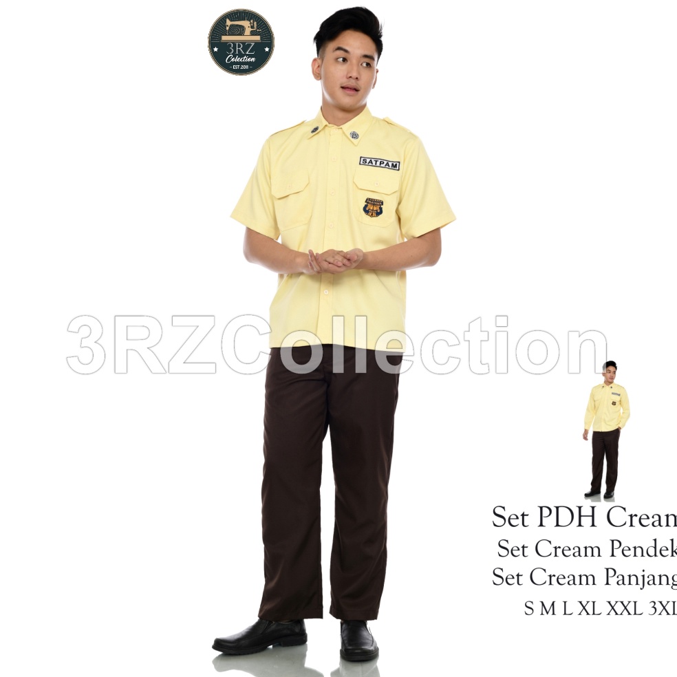 Jual KODE H9Z Seragam Pdh Satpam Krem Setelan Security Cream Pakaian ...