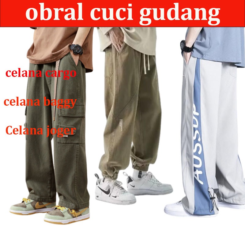 Jual termurah obral cuci gudang celana panjang pria baggy pants korean style celana training ...
